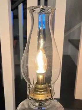 Accents | Clear Glass Hurricane Oil Table Lamp Conversion With Chimney ...